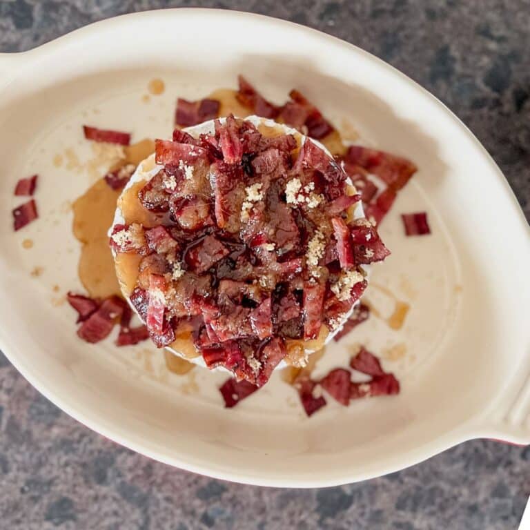 Baked brie with brown sugar, maple, and bacon - maplewonderland.com